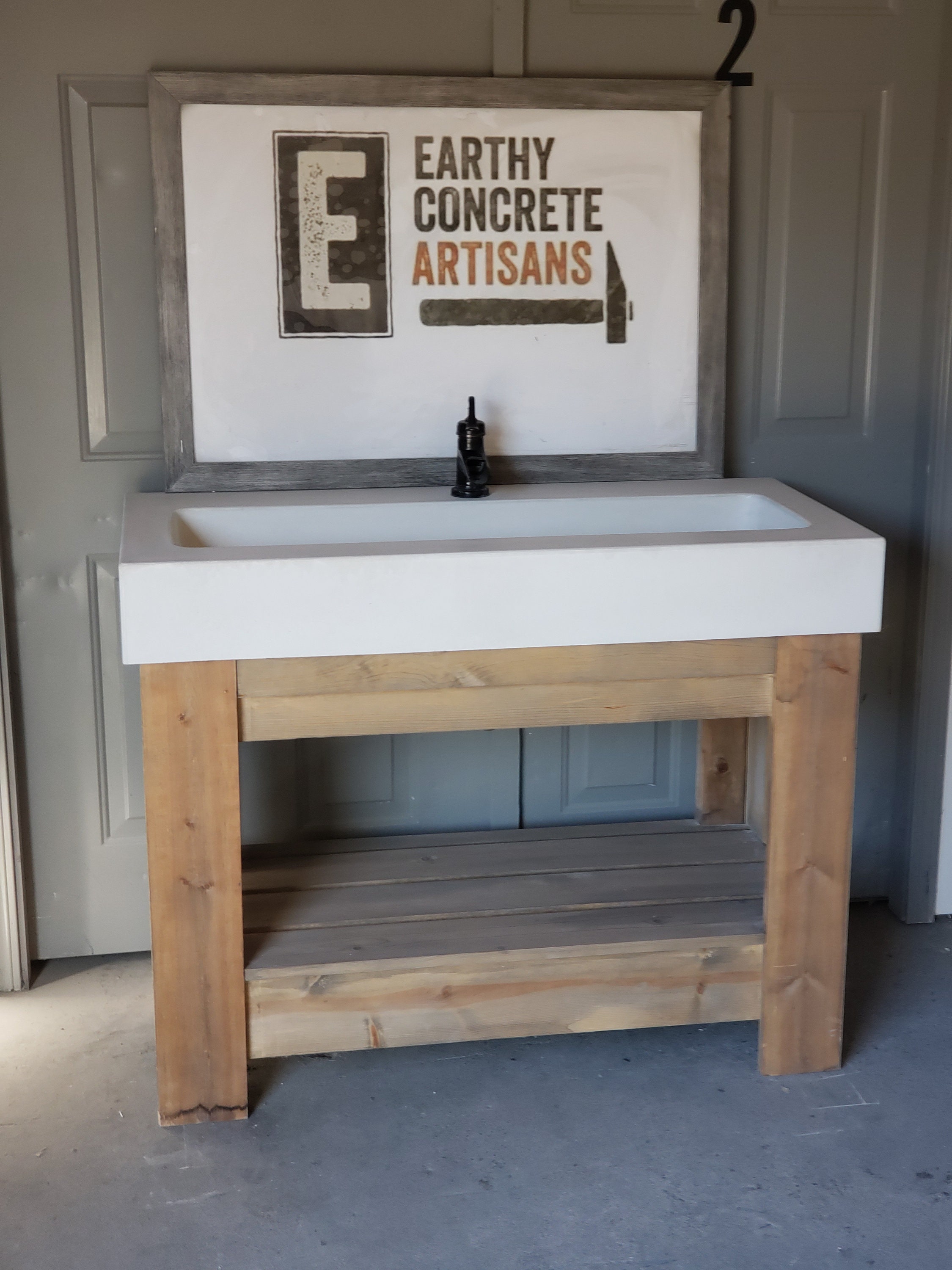 Concrete Trough Sink + Vanity Base Combo - Etsy