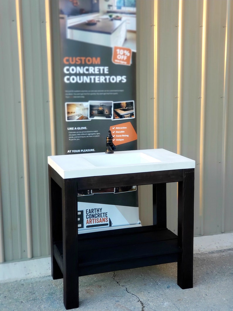 Concrete Vanity Slot Drain Sink Vanity Base Combo - Etsy