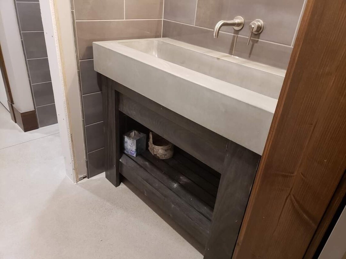 Concrete Trough Sink + Vanity Base Combo. ***MEMORIAL DAY SALE*** - Etsy