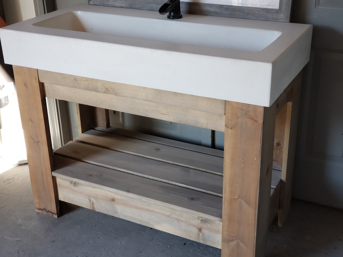 Concrete Trough Sink + Vanity Base Combo - Etsy
