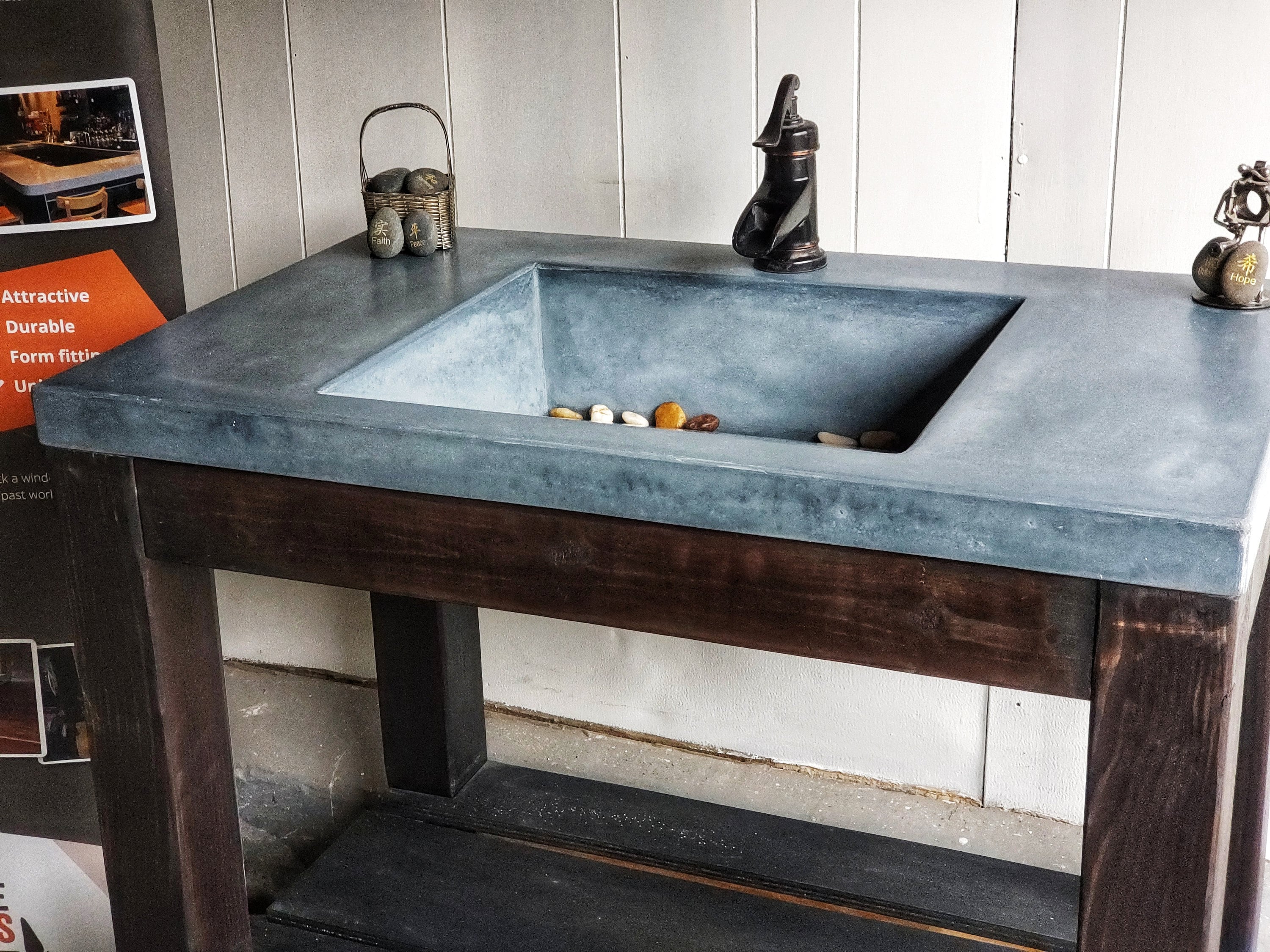 Concrete Vanity Top With Vanity Base (ramp Sink Style) - Etsy