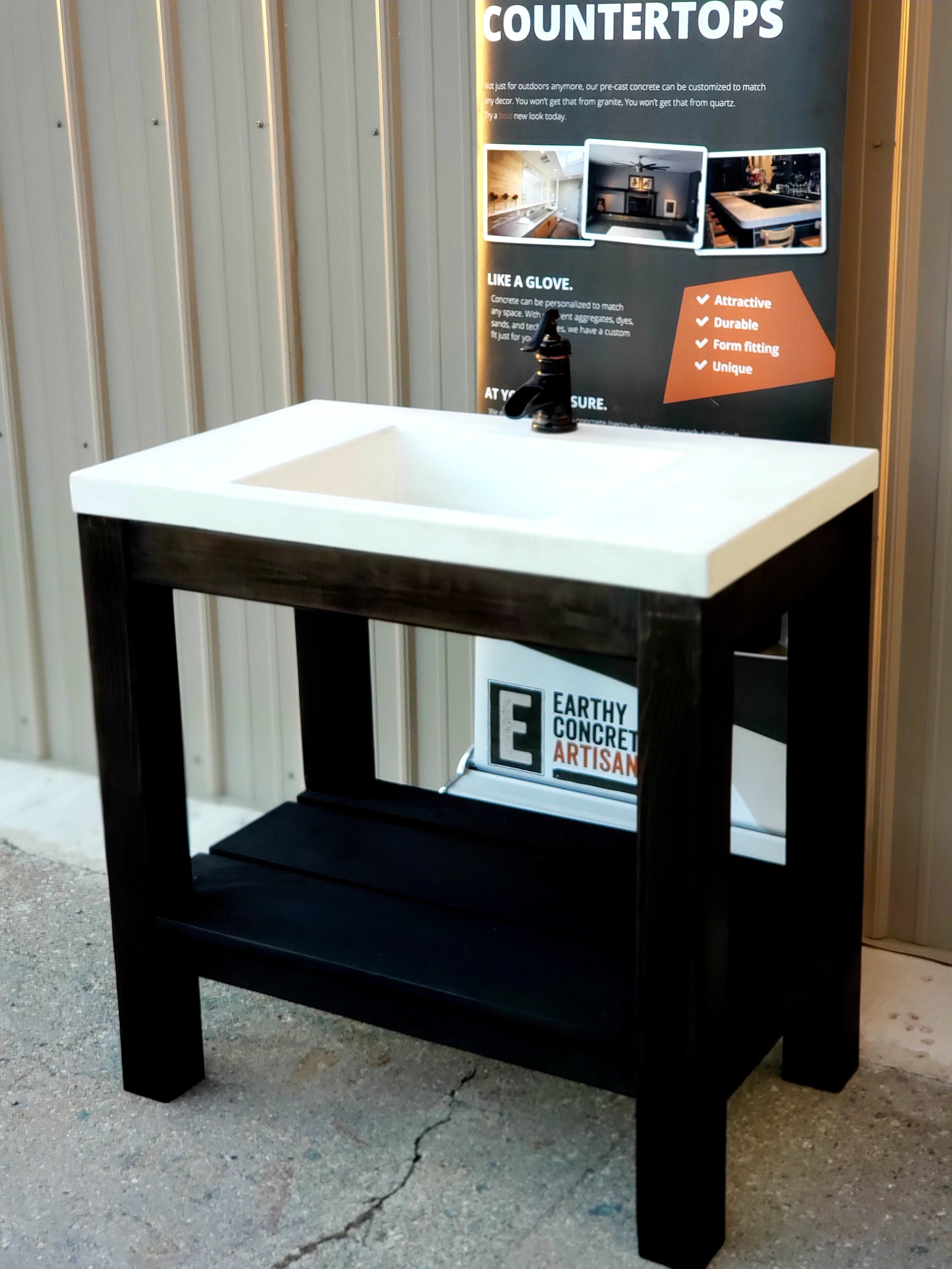 Concrete Vanity Slot Drain Sink Vanity Base Combo - Etsy