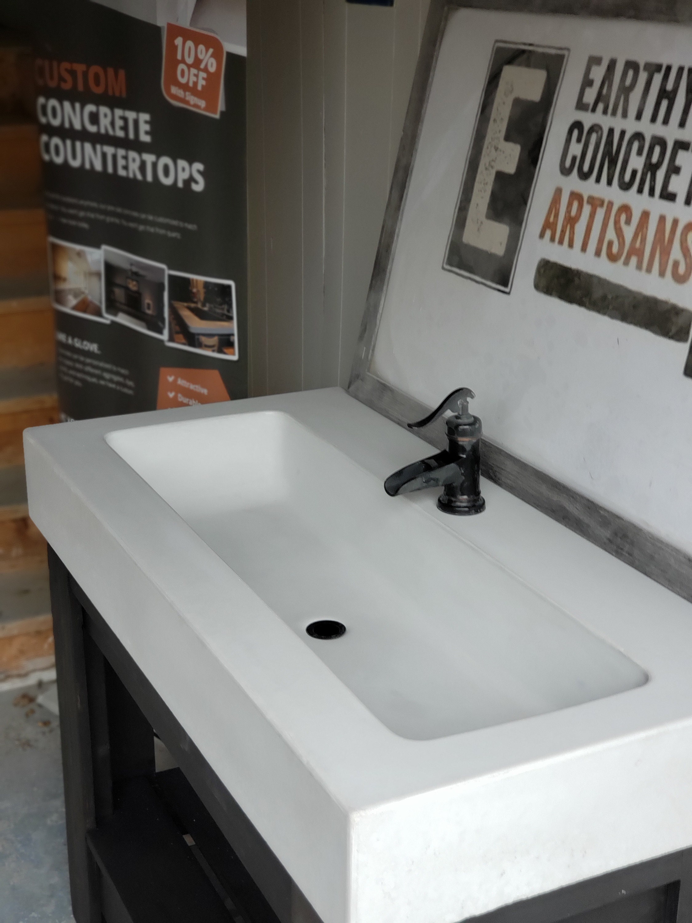 Concrete Trough Sink W/ebony Base Combo. - Etsy