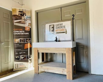 Concrete Vanity Slot Drain Sink Vanity Base Combo - Etsy