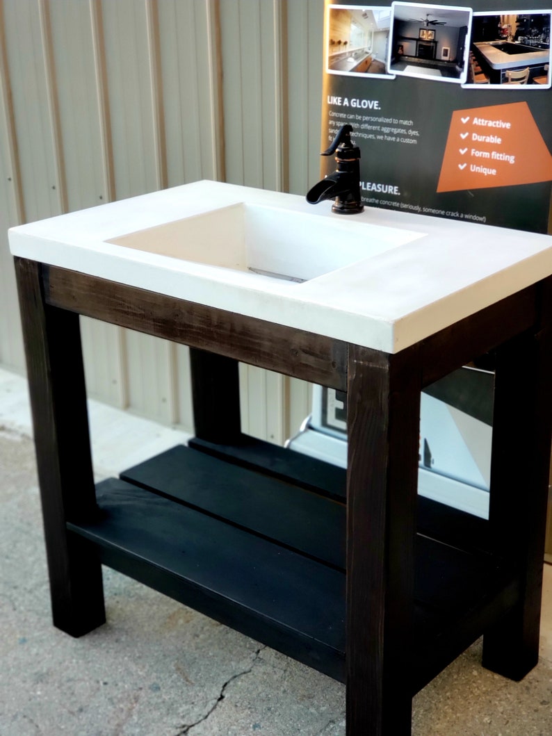 Concrete Vanity Slot Drain Sink Vanity Base Combo - Etsy