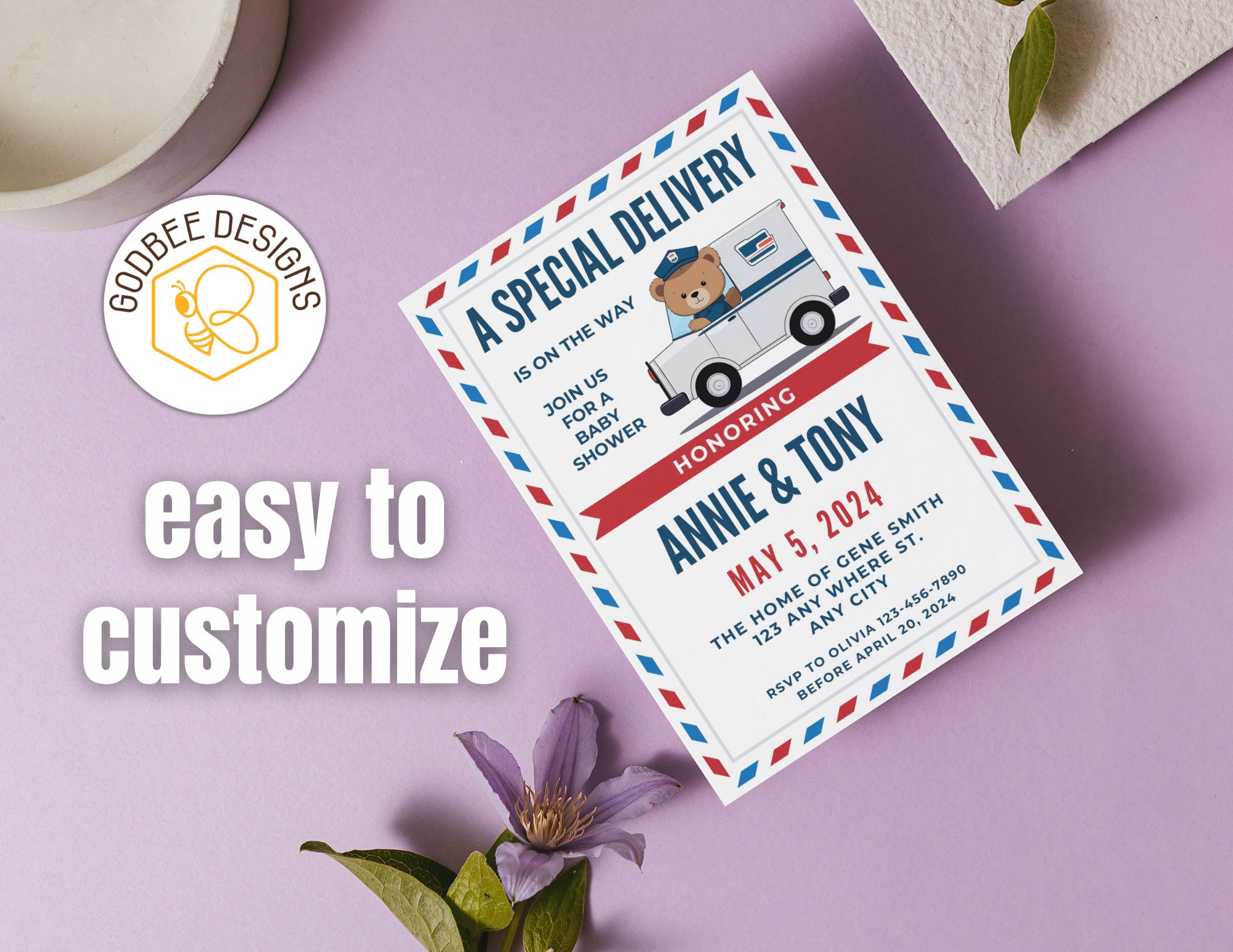 Special Delivery Baby Shower Invitation, USPS, Special Package UPS ...