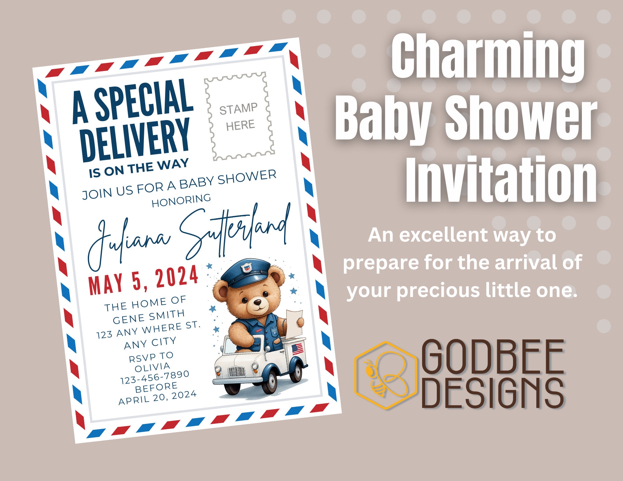 Special Delivery Baby Shower Invitation, USPS, Special Package UPS ...