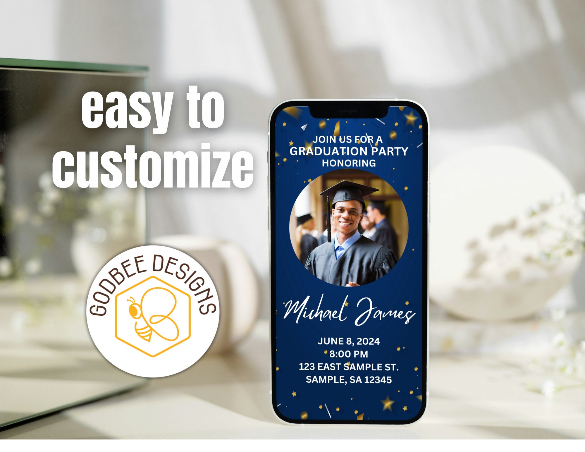 Graduation Evite, Graduation Invitation, Canva Template, Instant ...