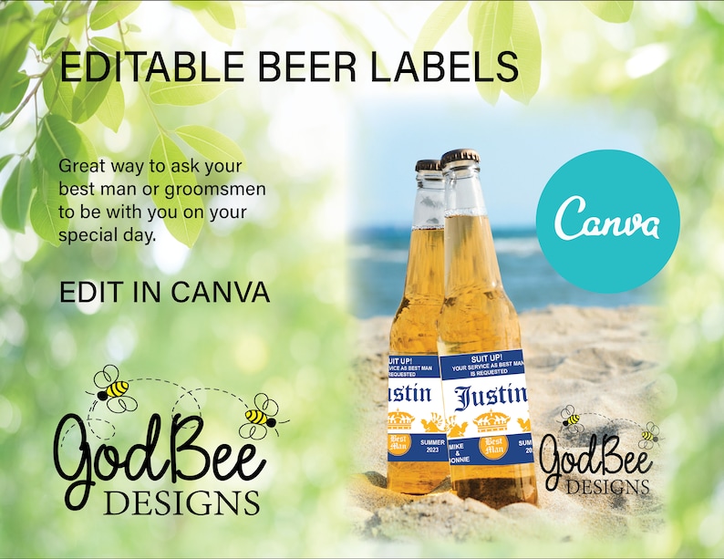 Canva Printable Groomsman Beer Label Template; Editable Printable Label; Will You Be My ...