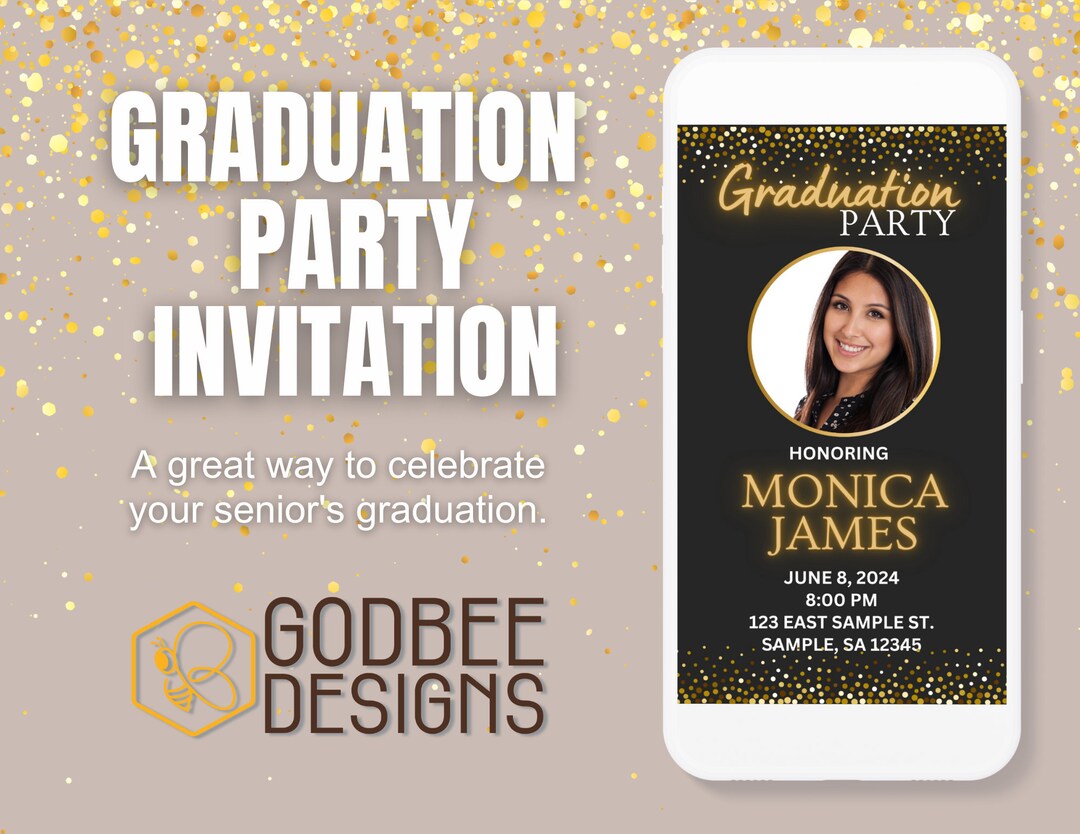 Graduation Evite, Graduation Invitation, Canva Template, Instant ...