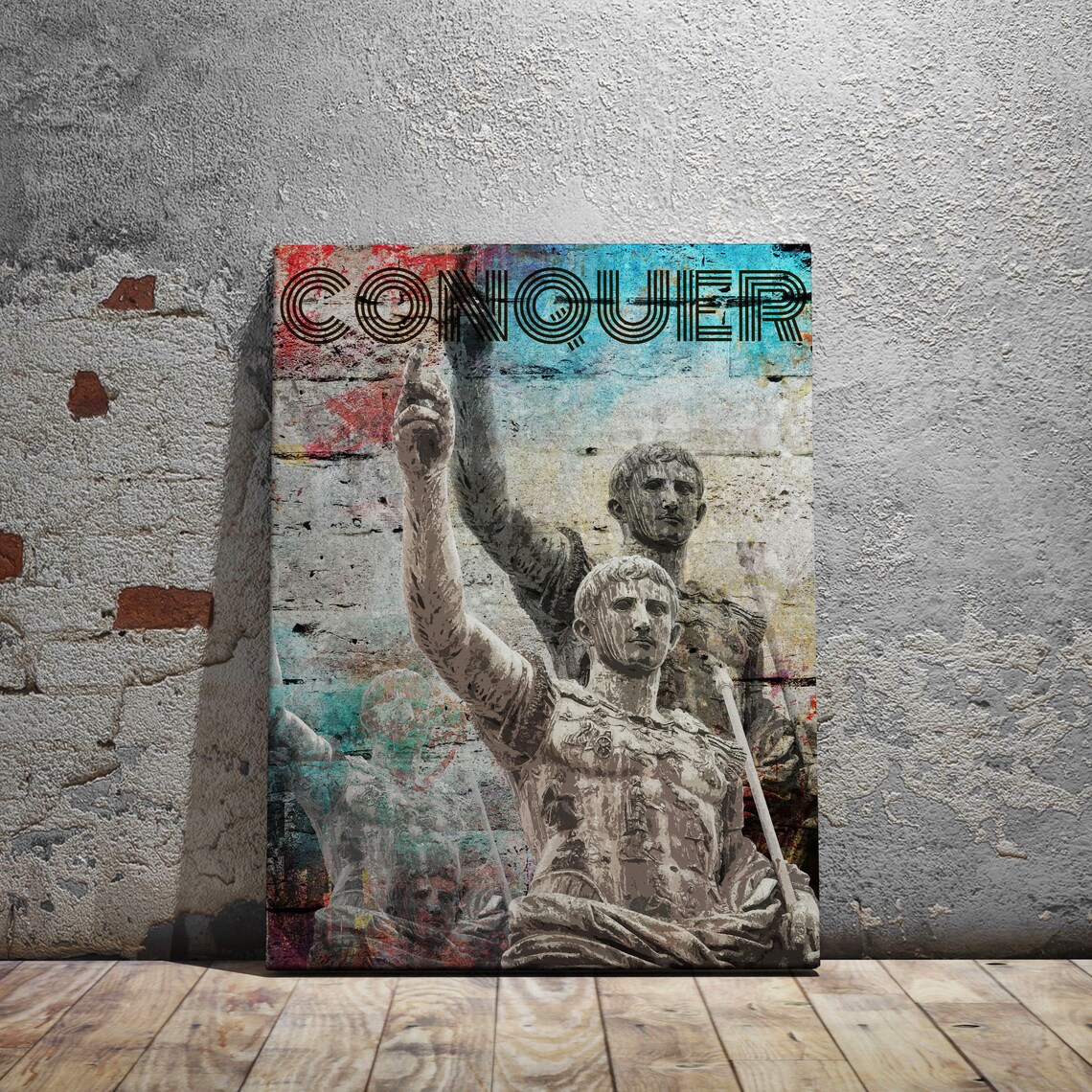 Conquer Modern Canvas Wall Art / Julius Caesar Statue / Pop - Etsy