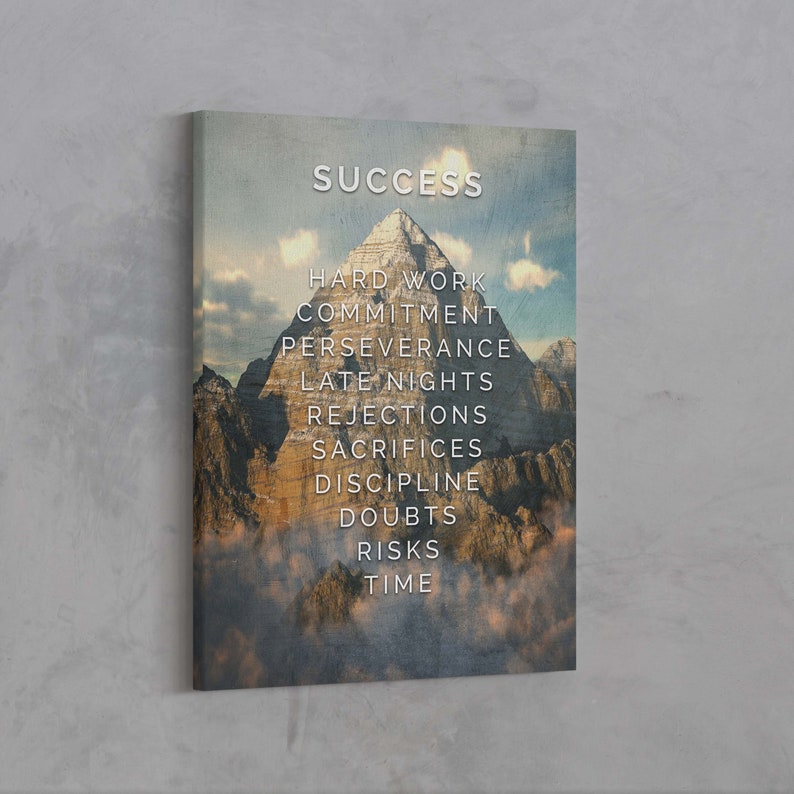 Mountain of Success - Motivational Canvas - Entrepreneur Art - Success ...
