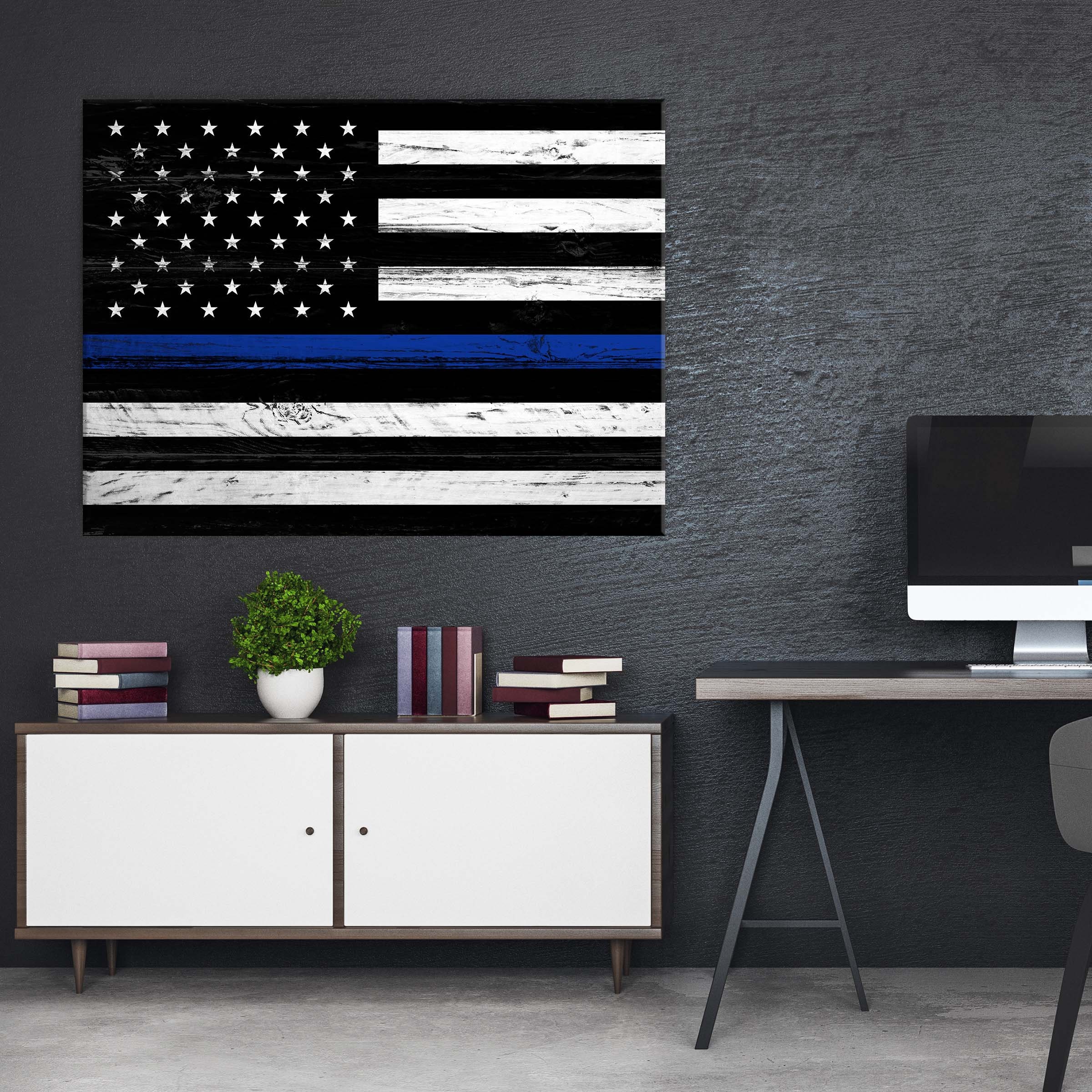 Thin Blue Line Canvas Thin Blue Line Art USA Flag Thin | Etsy