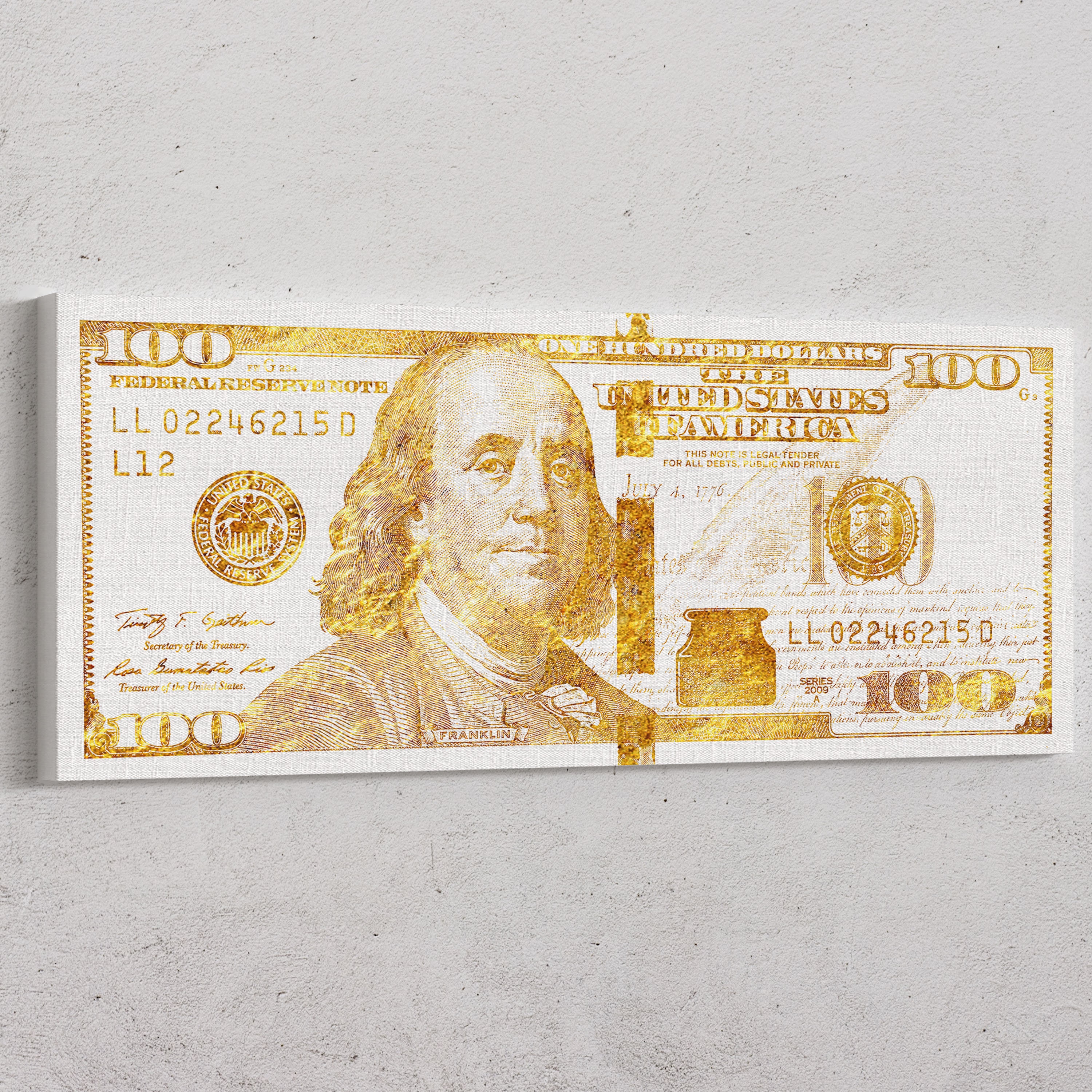 Money Art Gold 100 Dollar Bill Canvas Print - Etsy