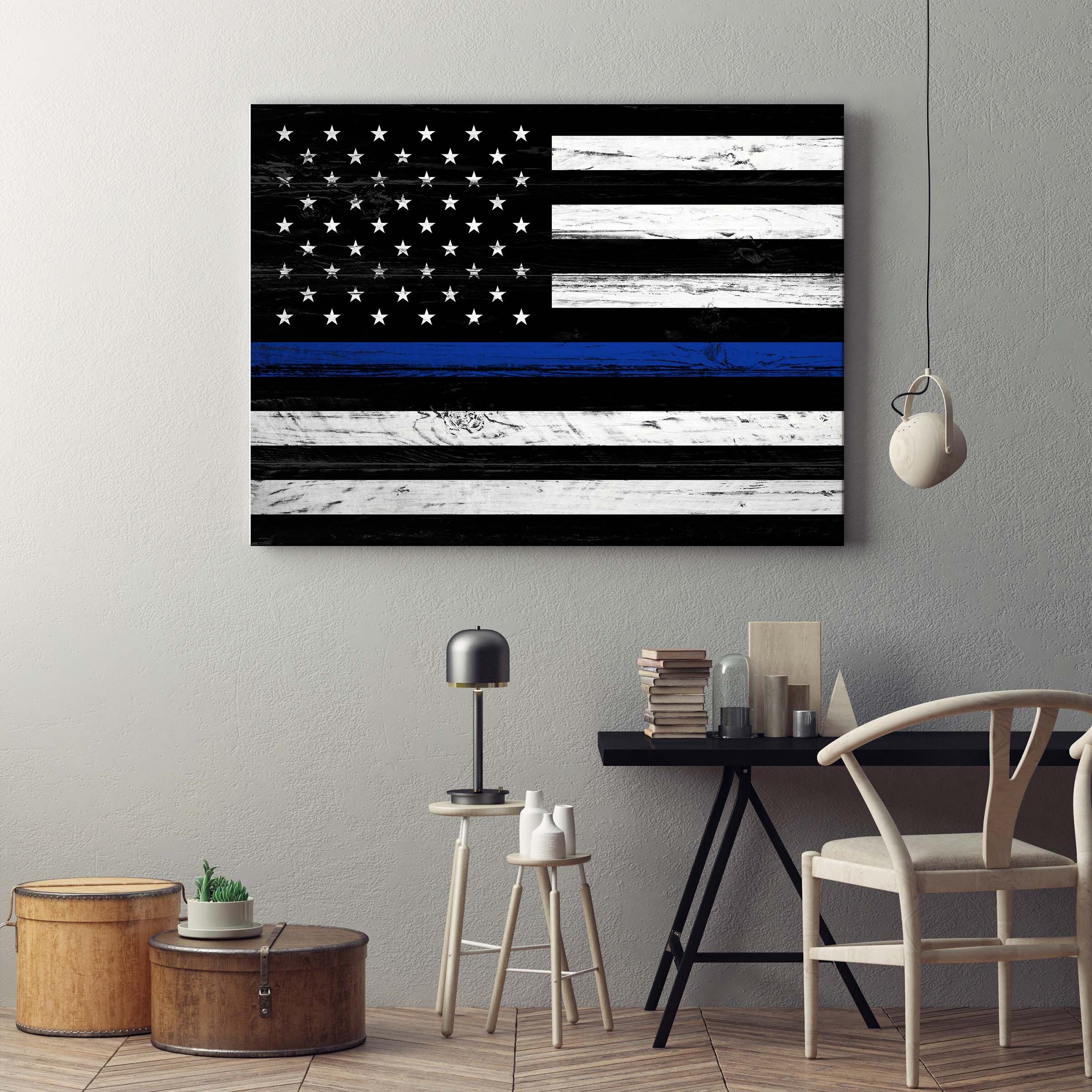 Thin Blue Line Canvas Thin Blue Line Art USA Flag Thin | Etsy