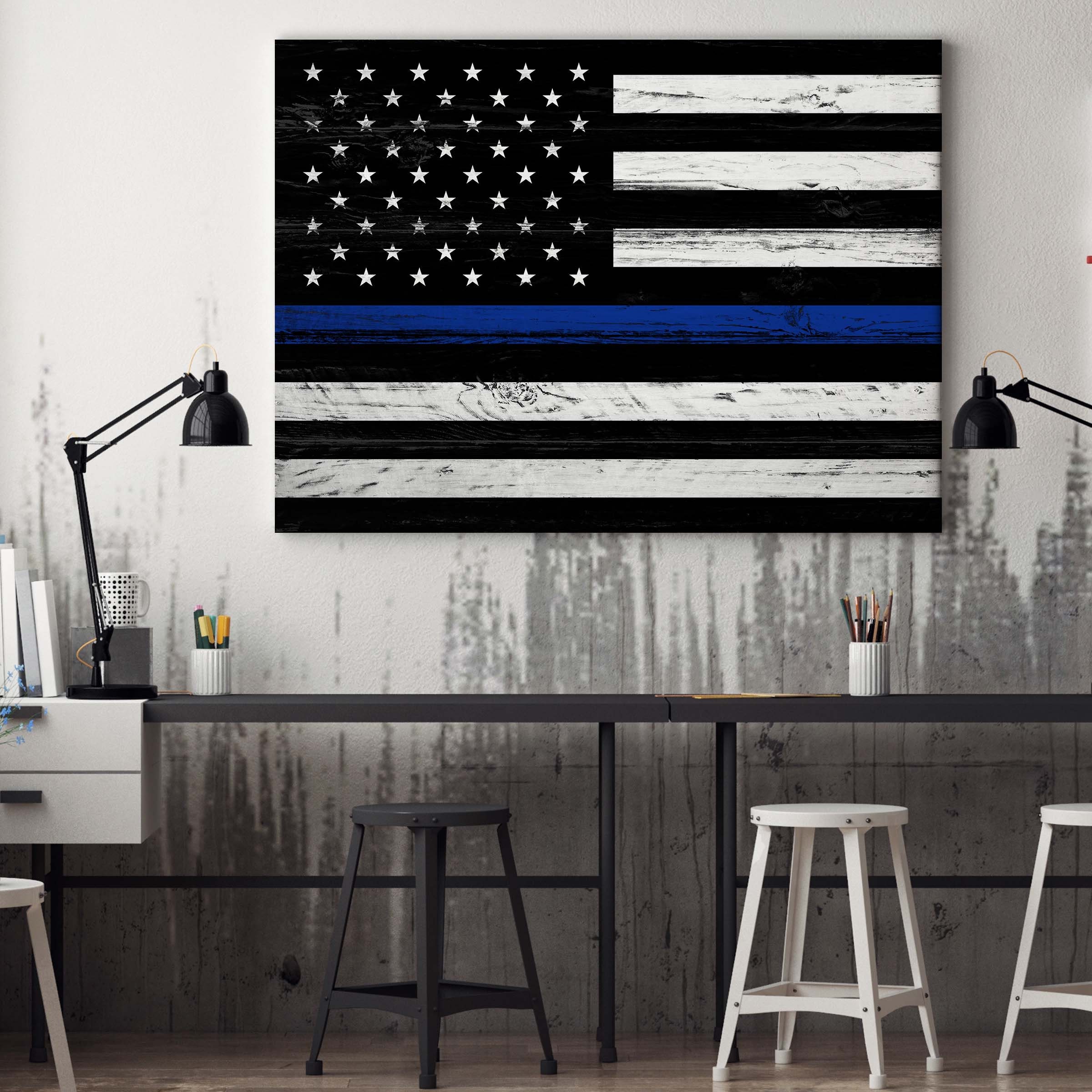 Thin Blue Line Canvas Thin Blue Line Art USA Flag Thin | Etsy
