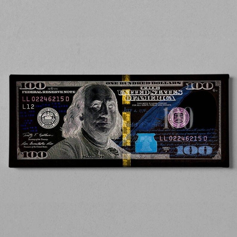 100 Dollar Bill Print Abstract Benjamin Franjlin Money Canvas - Etsy