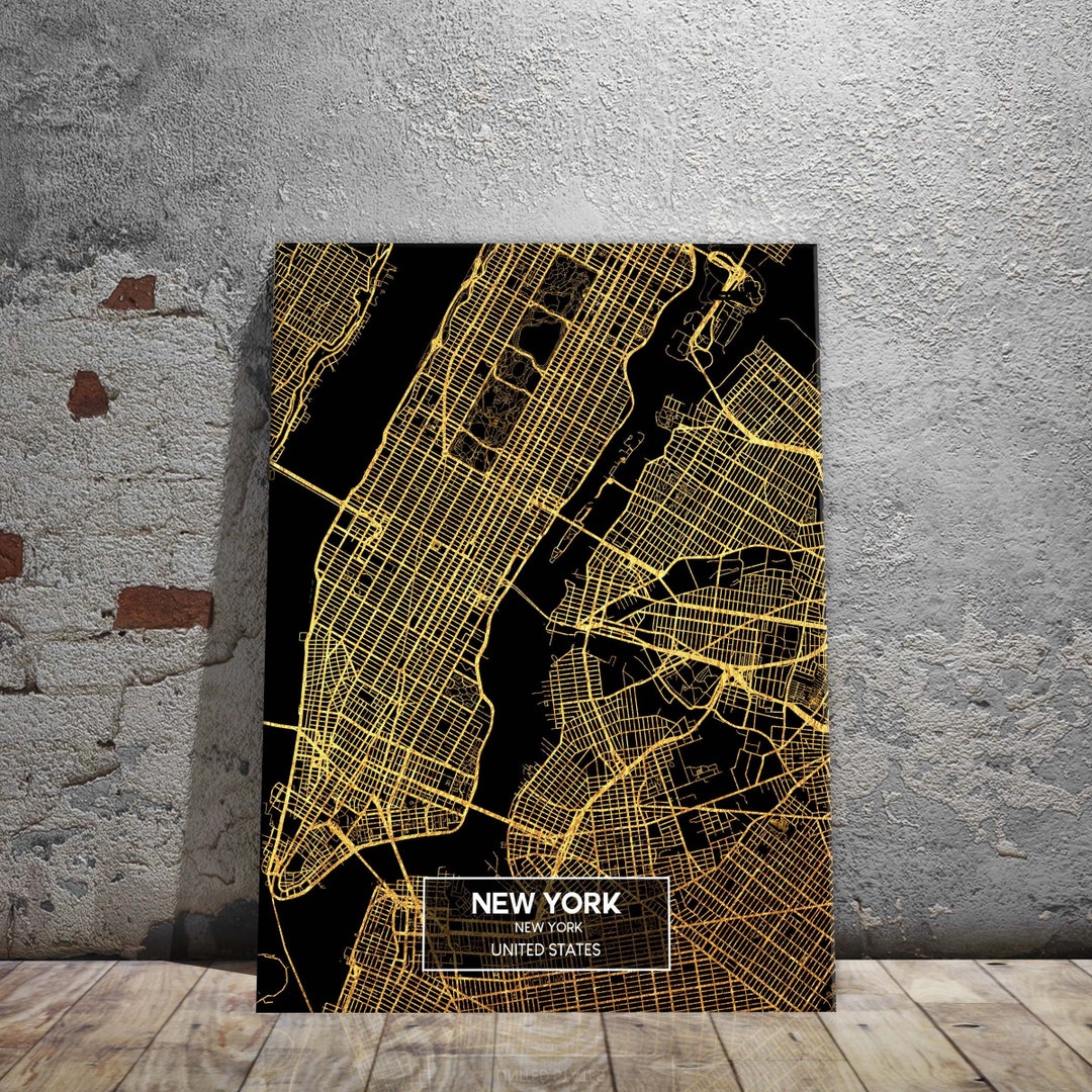 New York City Map Canvas Print / New York Map - New York Print - NYC ...