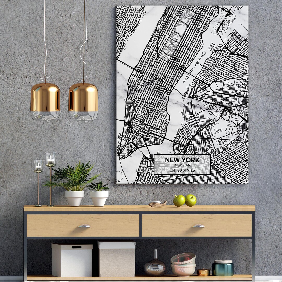 New York City Map Canvas Print / New York Map - New York Print - NYC ...