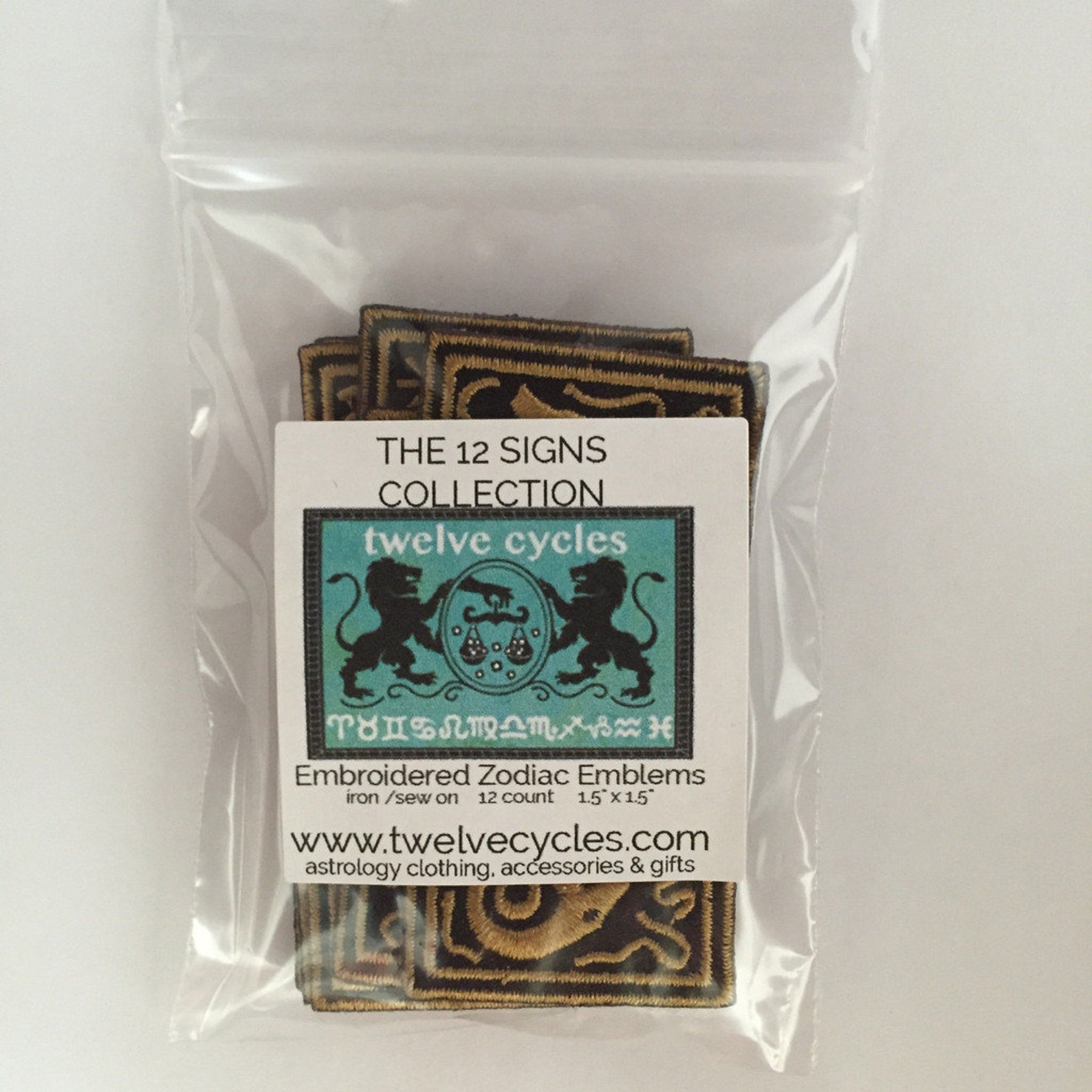 12 Signs Collection Embroidered Zodiac Emblems 12 Unique Designs per ...