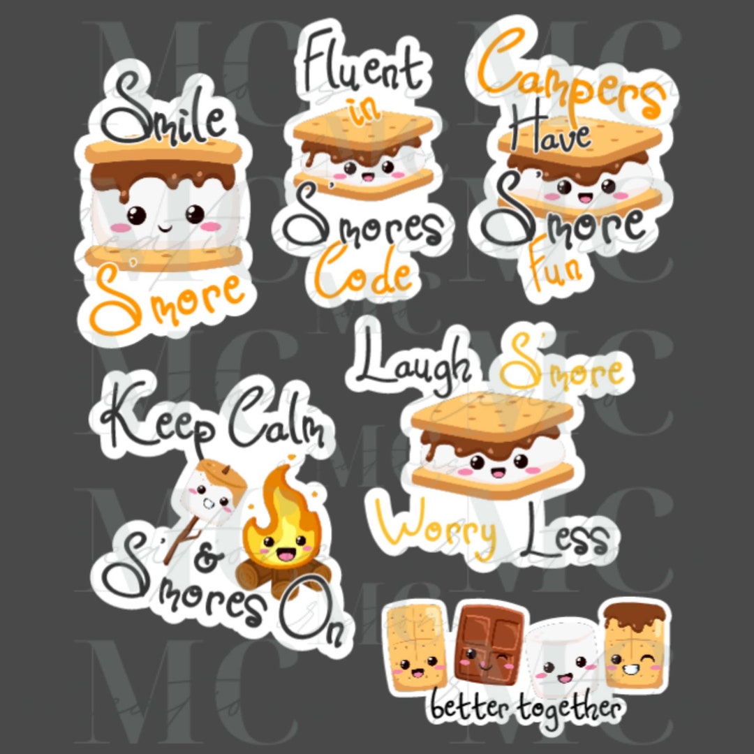 S'more Stickers, S'mores Stickers, Happy S'mores, Smile, Morris Code, S ...