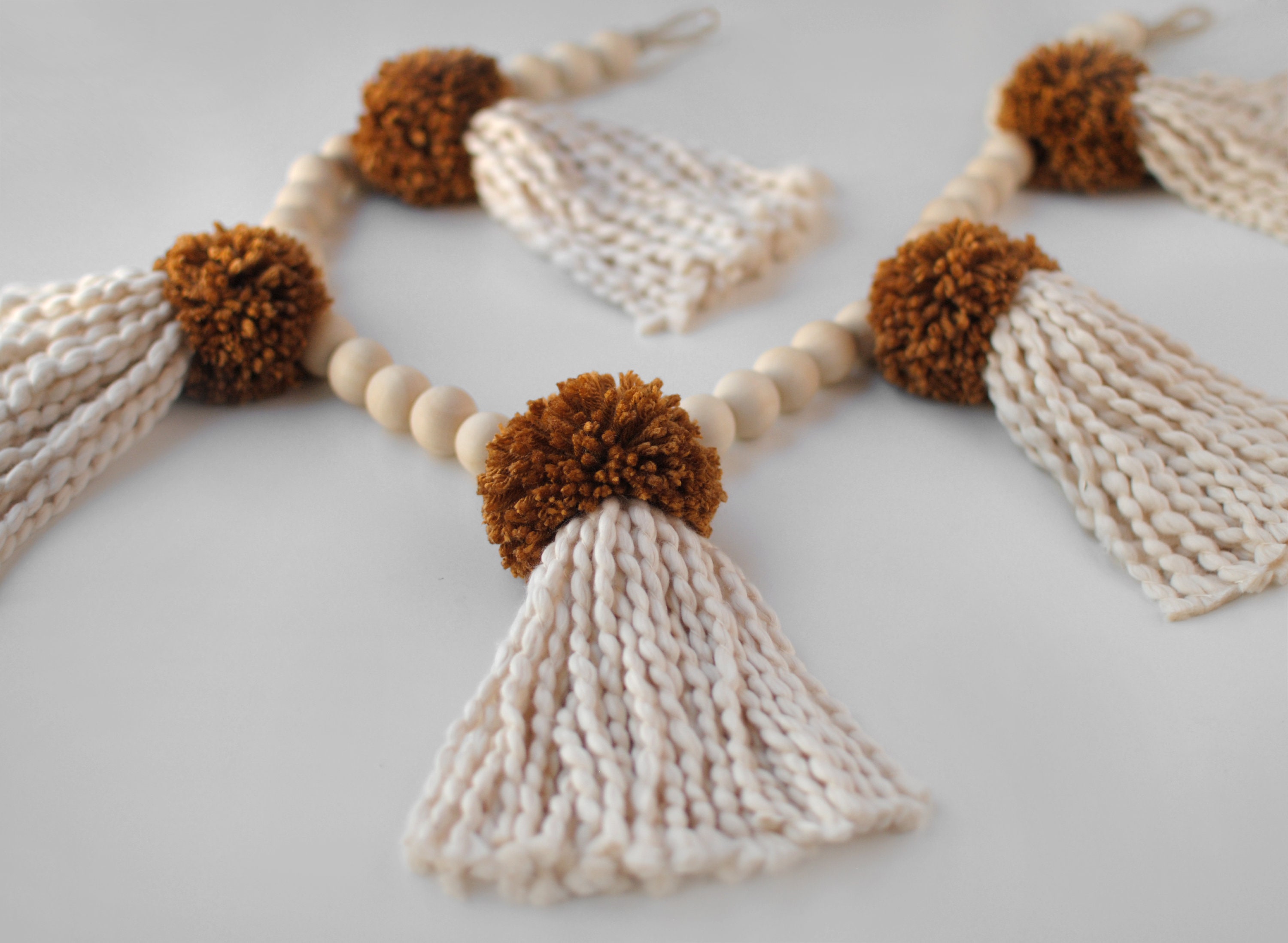 Spice Latte Garland Copper & Cream Pom Tassel Garland | Etsy