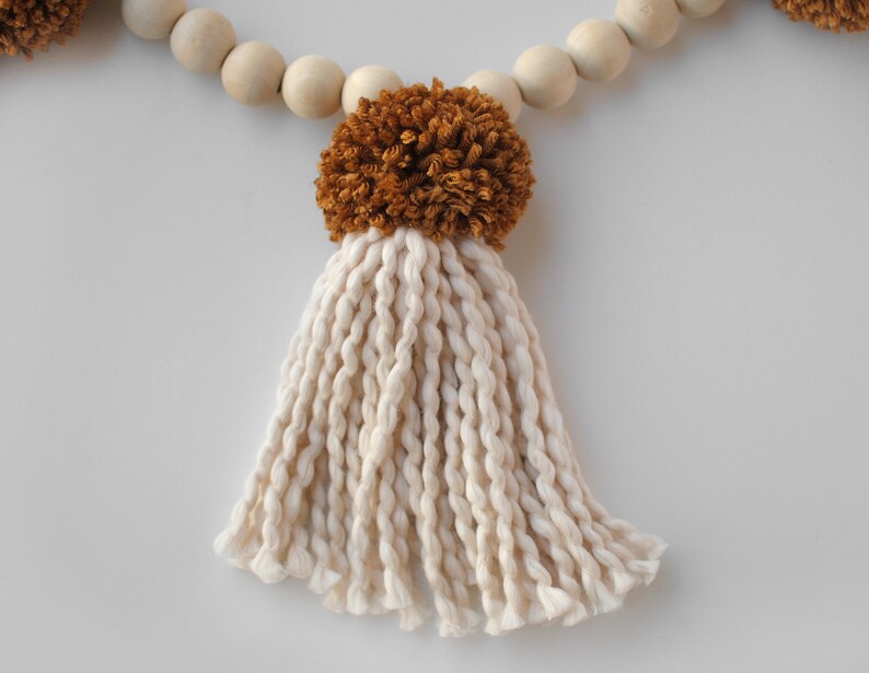 Spice Latte Garland Copper & Cream Pom Tassel Garland | Etsy