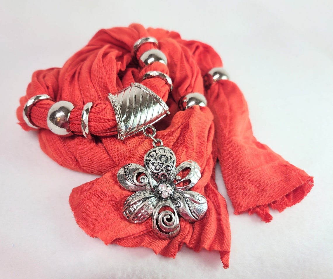 Jeweled Pendant Fashion Scarves With Scarf Ring Slide and - Etsy Canada