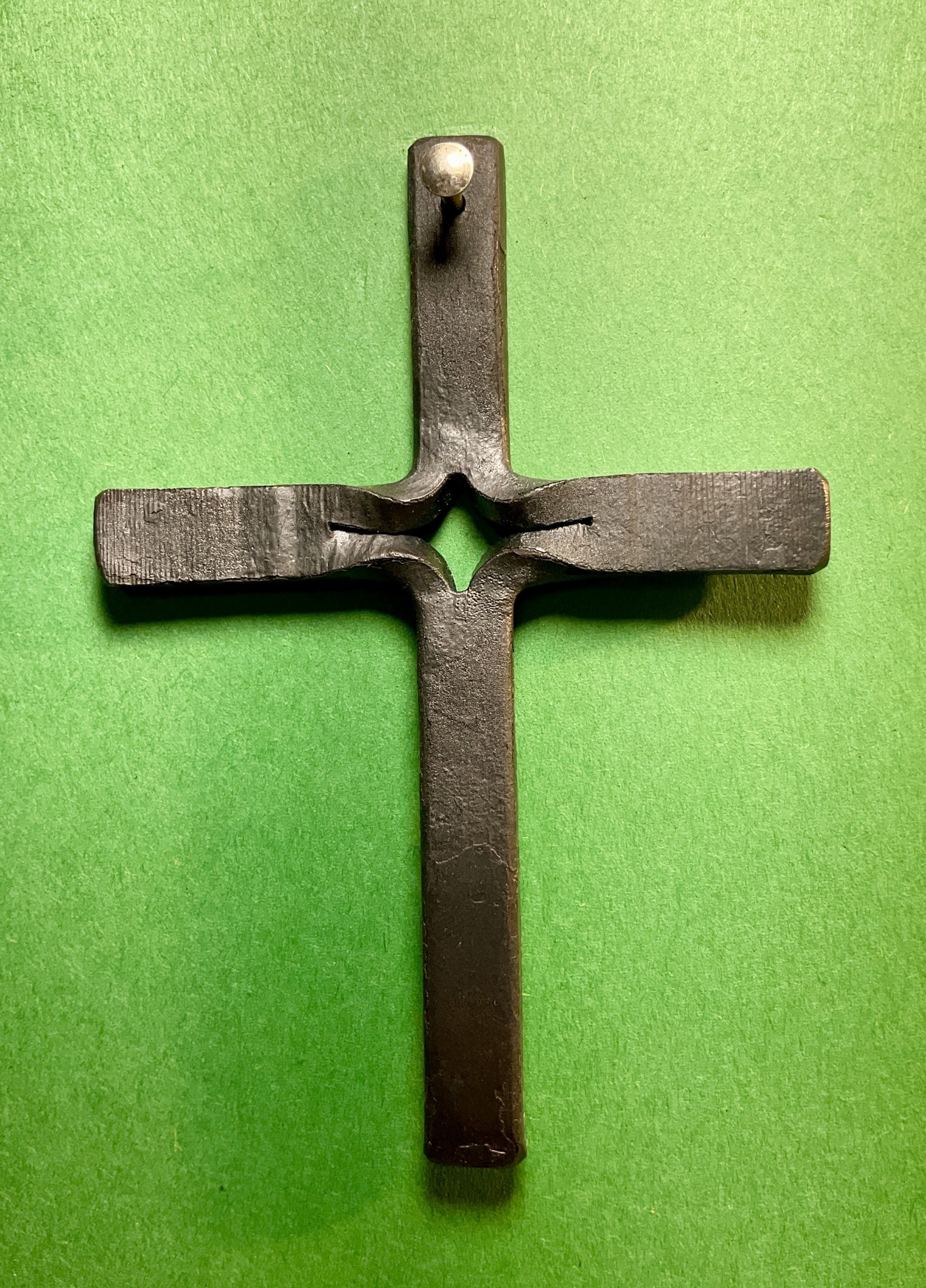 Blacksmith Hand Forged Iron Twisted Medieval Cross Wall Hanging / Large ...