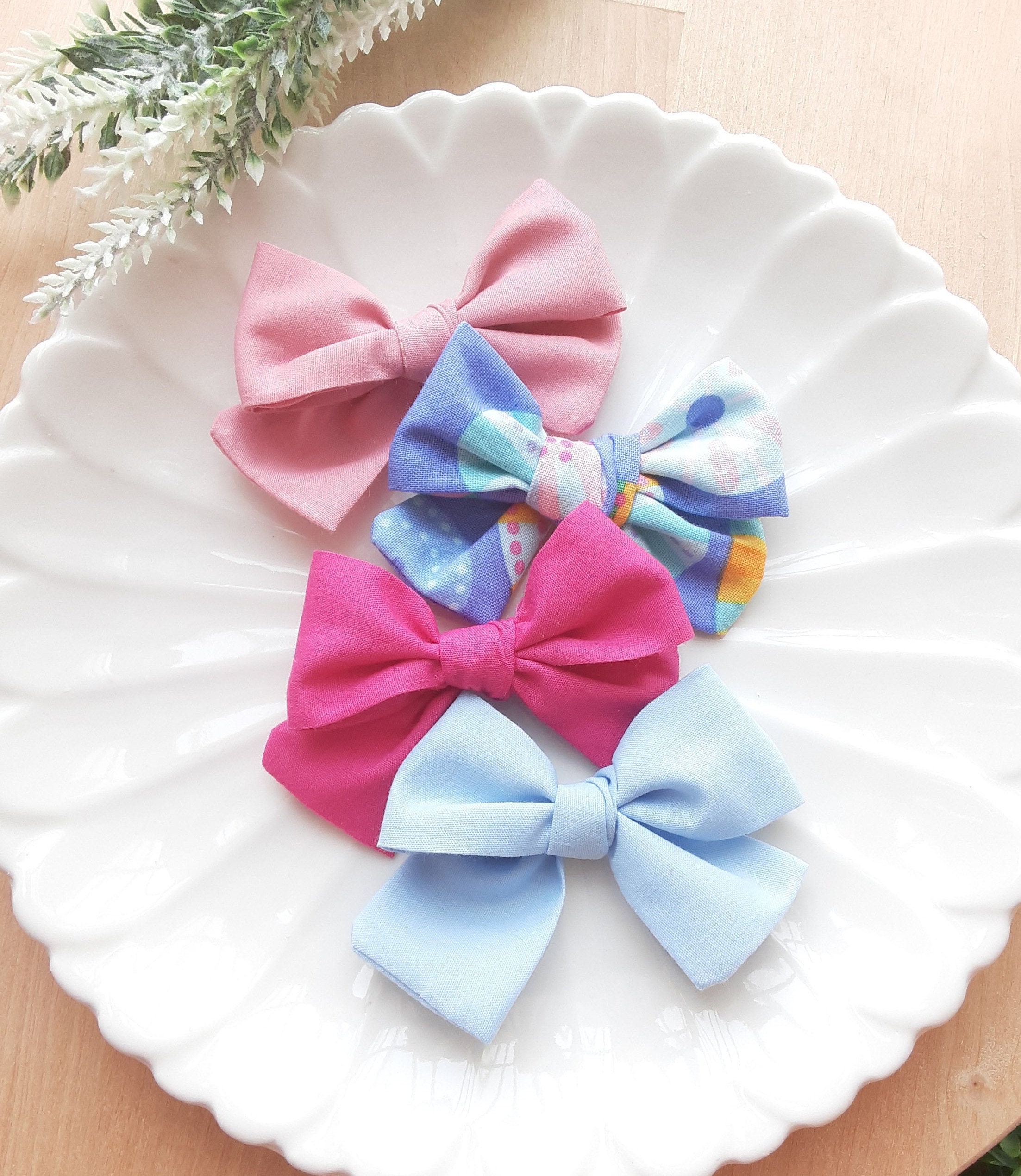 Yellow fabric bow Little Girl Bows with Clip Summer bows for | Etsy