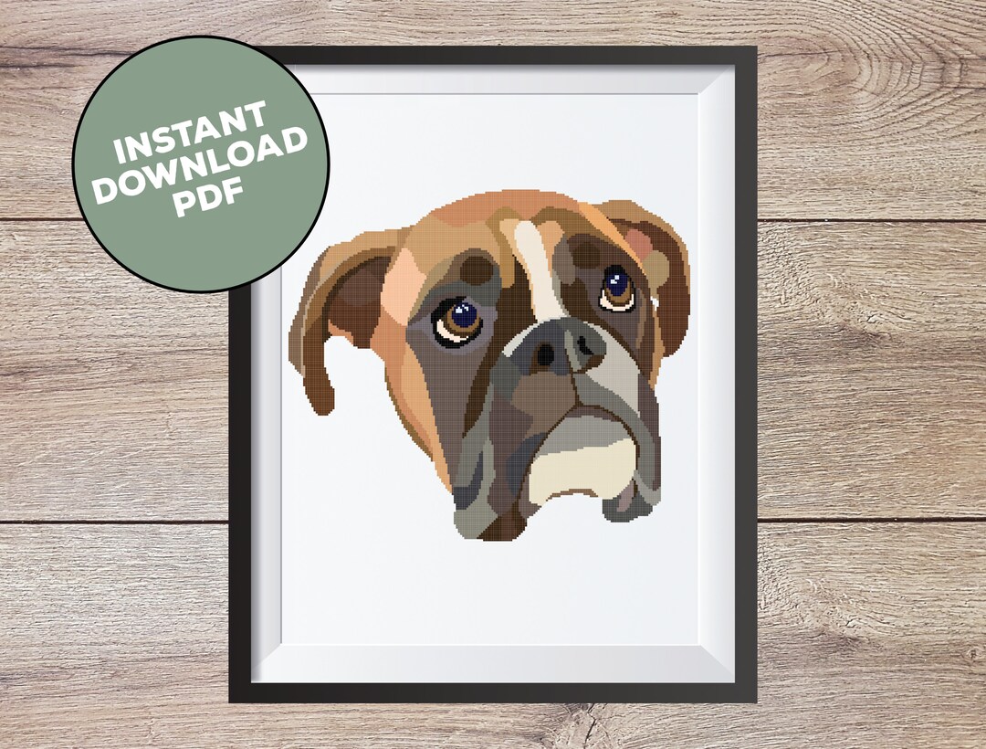 Boxer Dog Cross Stitch Pattern Dog Cross Stitch Pattern - Etsy