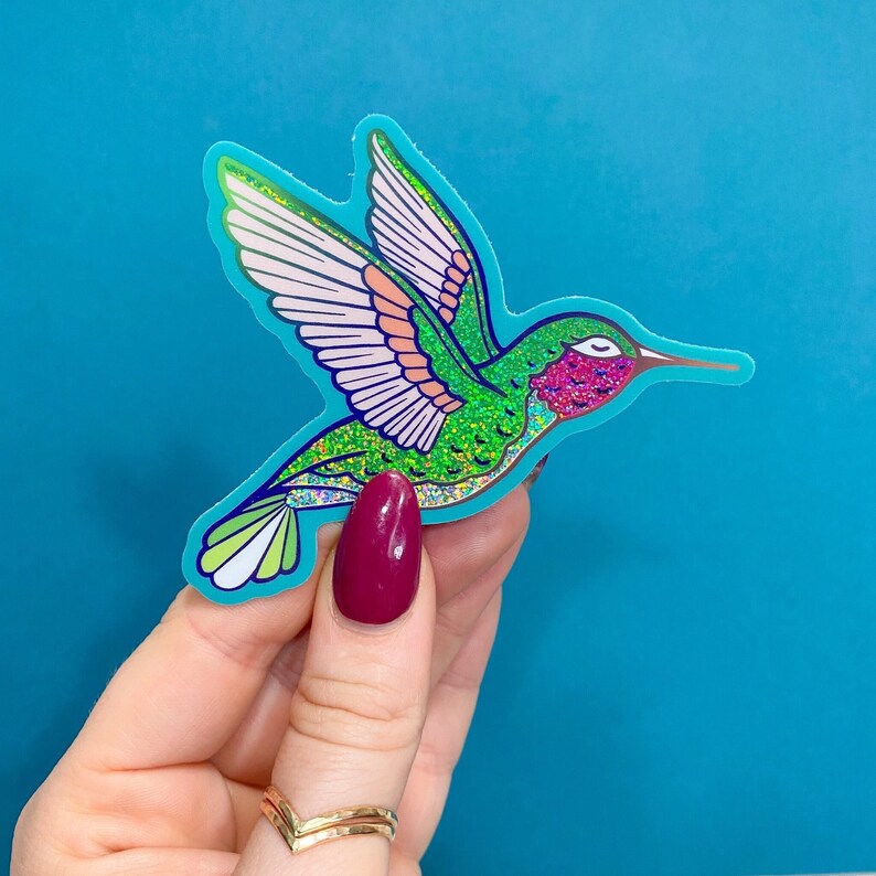 Hummingbird Sticker Hummingbird Decal Holographic Glitter - Etsy