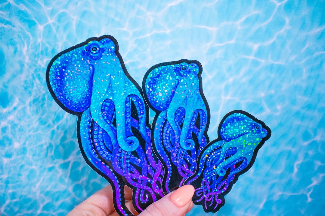 Octopus Sticker Holographic | Octogalaxy: Octopus Glitter Holographic ...