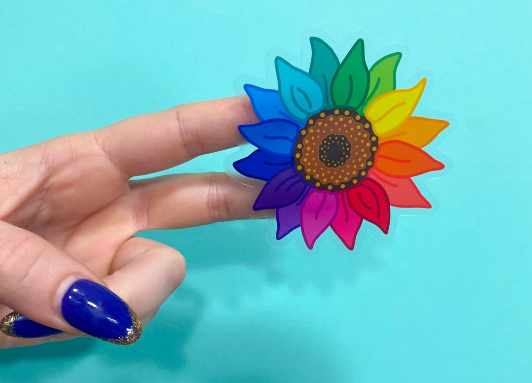 Rainbow Sunflower Sticker: Flower Lover Decal Floral Gift - Etsy