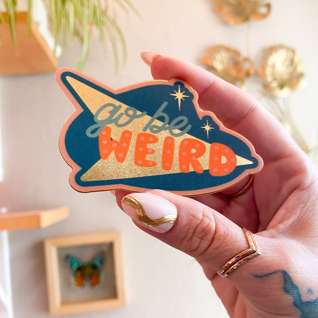 Stay Weird Sticker | Mid Century Modern Sticker Holograph ...