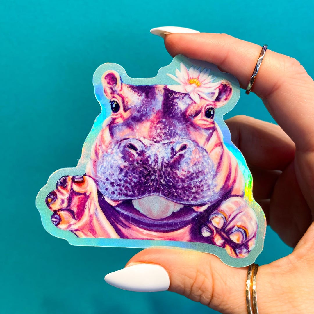 Hippo Sticker | Hippo Decal Holographic | Hippo Gift Ideas | Hippo ...