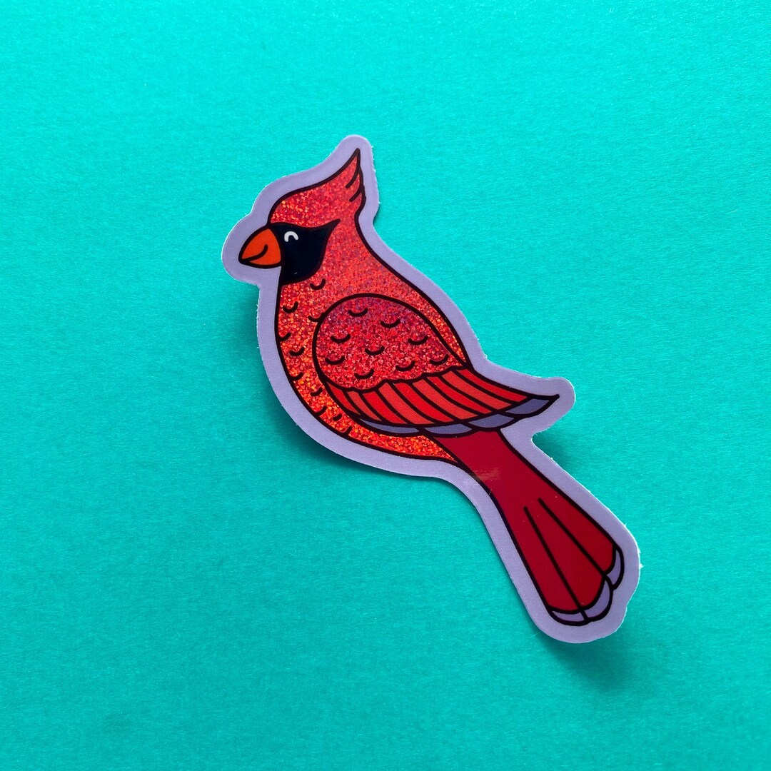 Cardinal Sticker | Cardinal Decal Holographic Glitter | Bird Gift Ideas ...