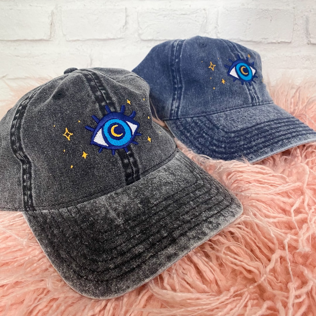 Evil Eye Hat Vintage Denim | Third Eye Hat | Embroidered Eyeball Cap ...