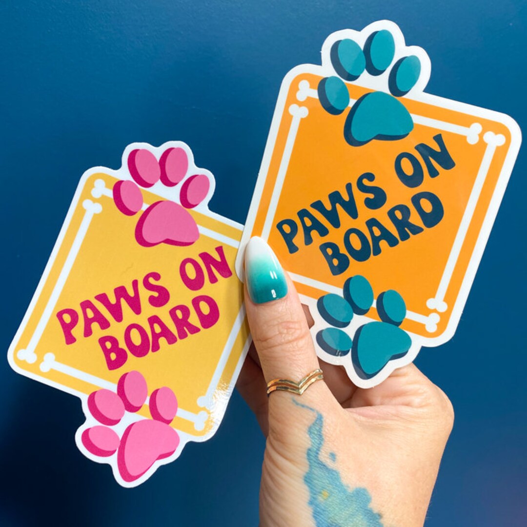 Paws on Board Sticker | Dog on Board Bumper Sticker | Dog Mom Decal ...