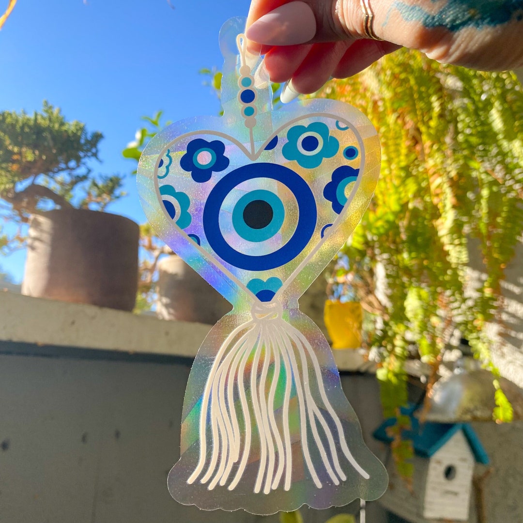 Evil Eye Suncatcher Decal | Evil Eye Lover Gifts | Rainbow Sticker for ...