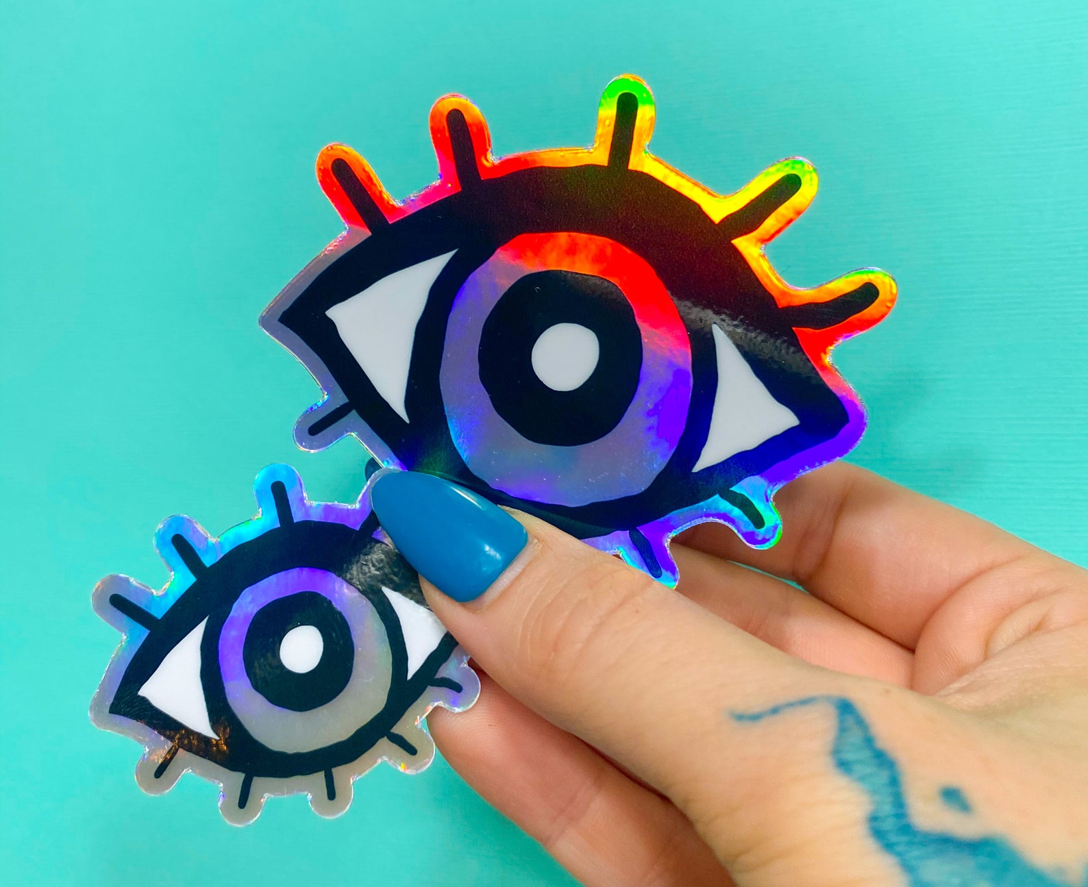 Eye Sticker Rainbow Colorful Eye Sticker Holographic - Etsy