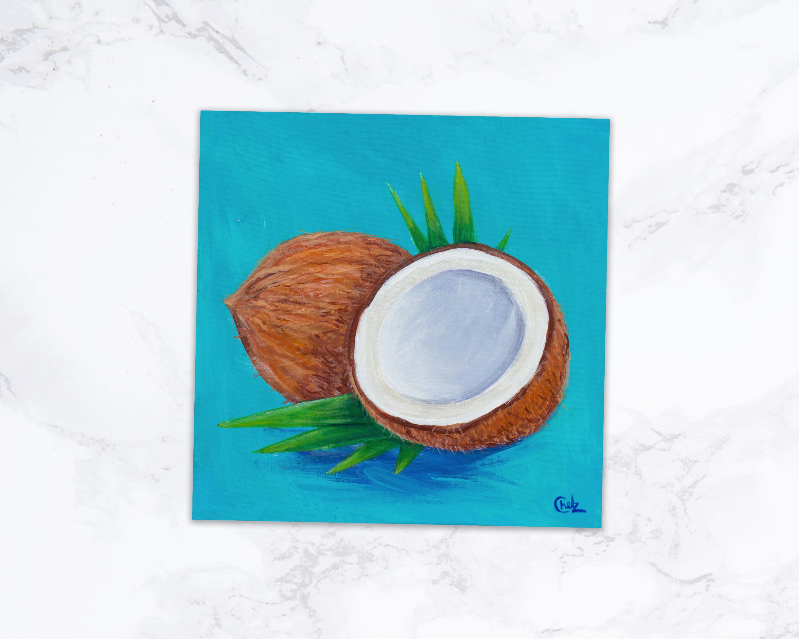 Coconut Art | Colorful Coconuts Painting | Fruit Home Decor | Fruit ...