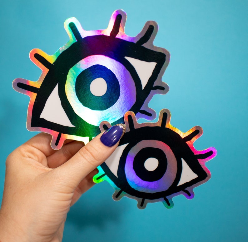 Eye Sticker Rainbow Colorful Eye Sticker Holographic - Etsy