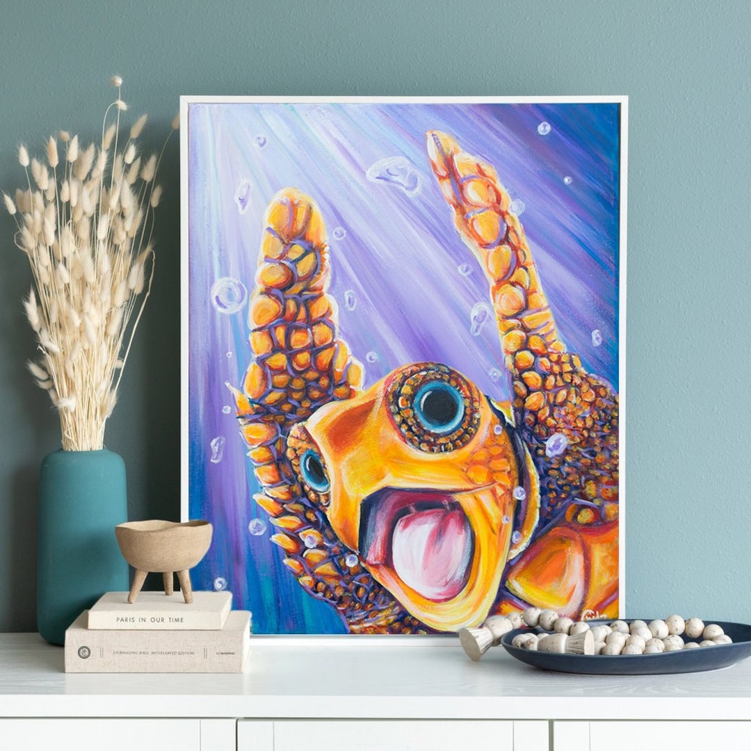 Turtle Art Print | Colorful Sea Turtle Wall Art | Sea Turtle Print ...