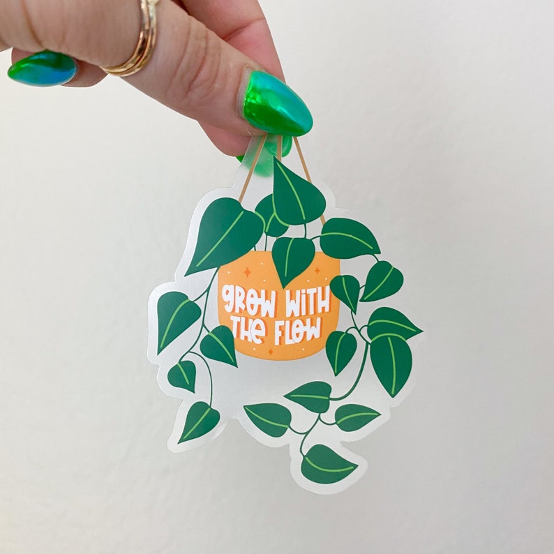 Grow With the Flow Sticker Transparent Plant Lover Sticker - Etsy