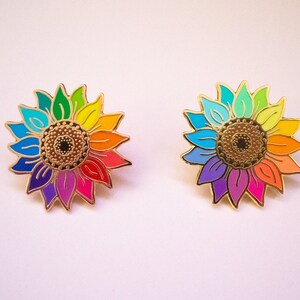 Rainbow Sunflower Pin: Flower Lover Pin Floral Gift Ideas - Etsy