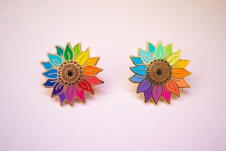 Rainbow Sunflower Pin: Flower Lover Pin Floral Gift Ideas - Etsy