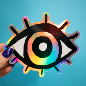 Eye Sticker Rainbow | Colorful Eye Sticker | Holographic Eyeball Decal ...