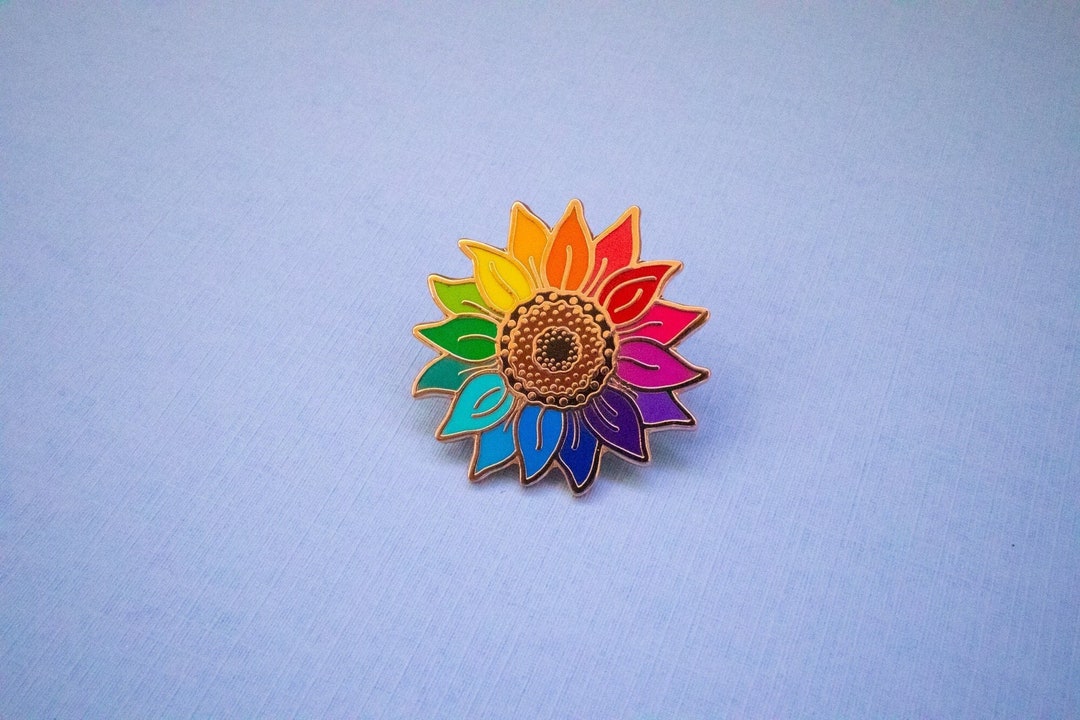 Rainbow Sunflower Pin: Flower Lover Pin Floral Gift Ideas - Etsy