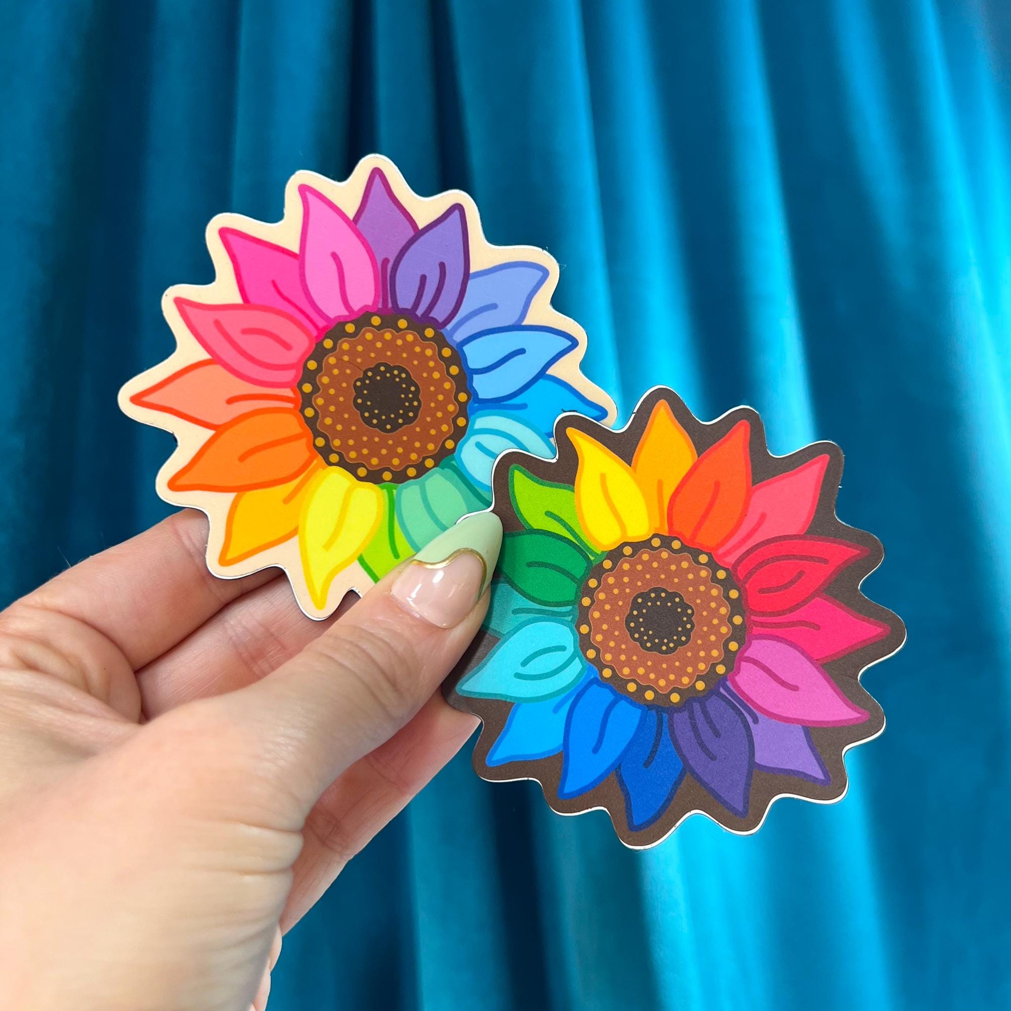 Rainbow Sunflower Magnet | Flower Lover Gifts | Car Magnet | Colorful ...